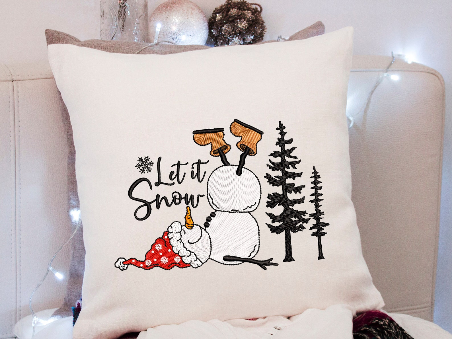 Snowman Machine Embroidery Design Let It Snow Ornament - Etsy