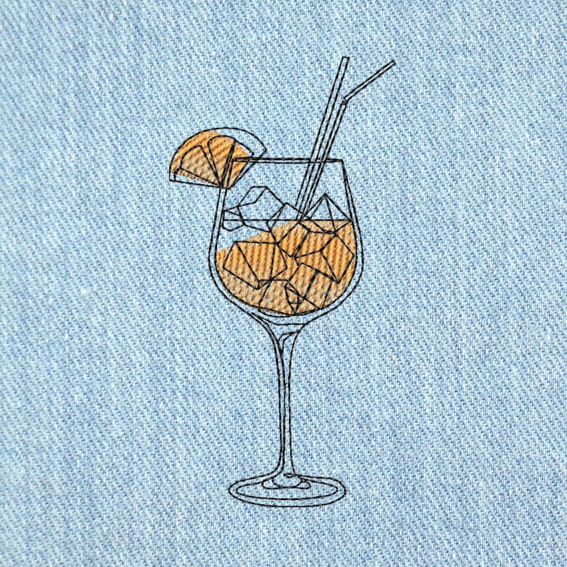 Aperol Spritz Machine Embroidery Design - Cocktail One Line Art, 5 ...