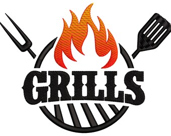 Bbq Grill Embroidery - Etsy