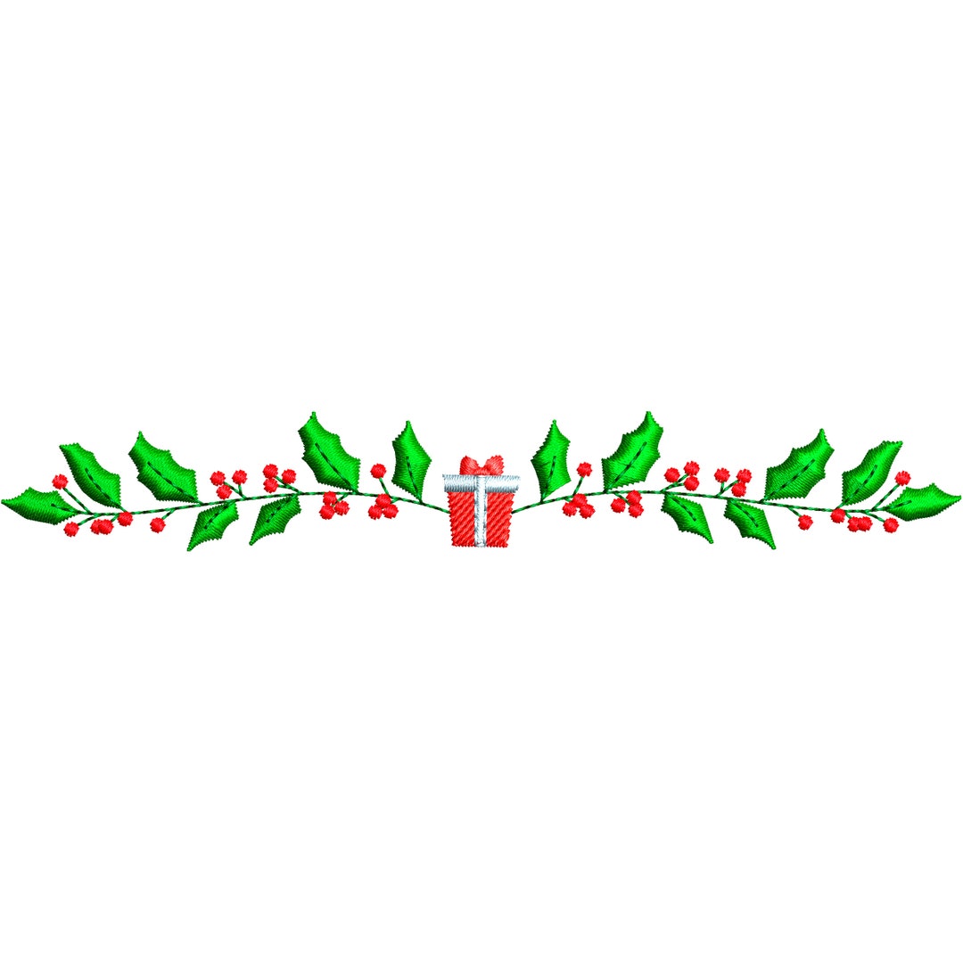 Christmas Border Embroidery Design, Holly Frame Machine Embroidery File ...