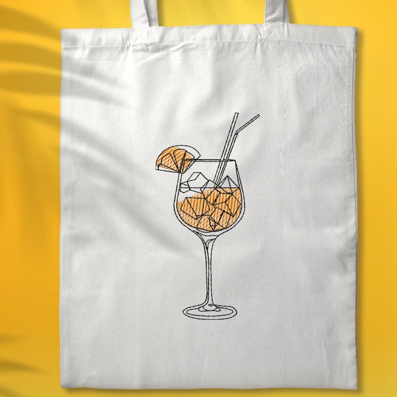 Aperol Spritz Machine Embroidery Design - Cocktail One Line Art, 5 ...