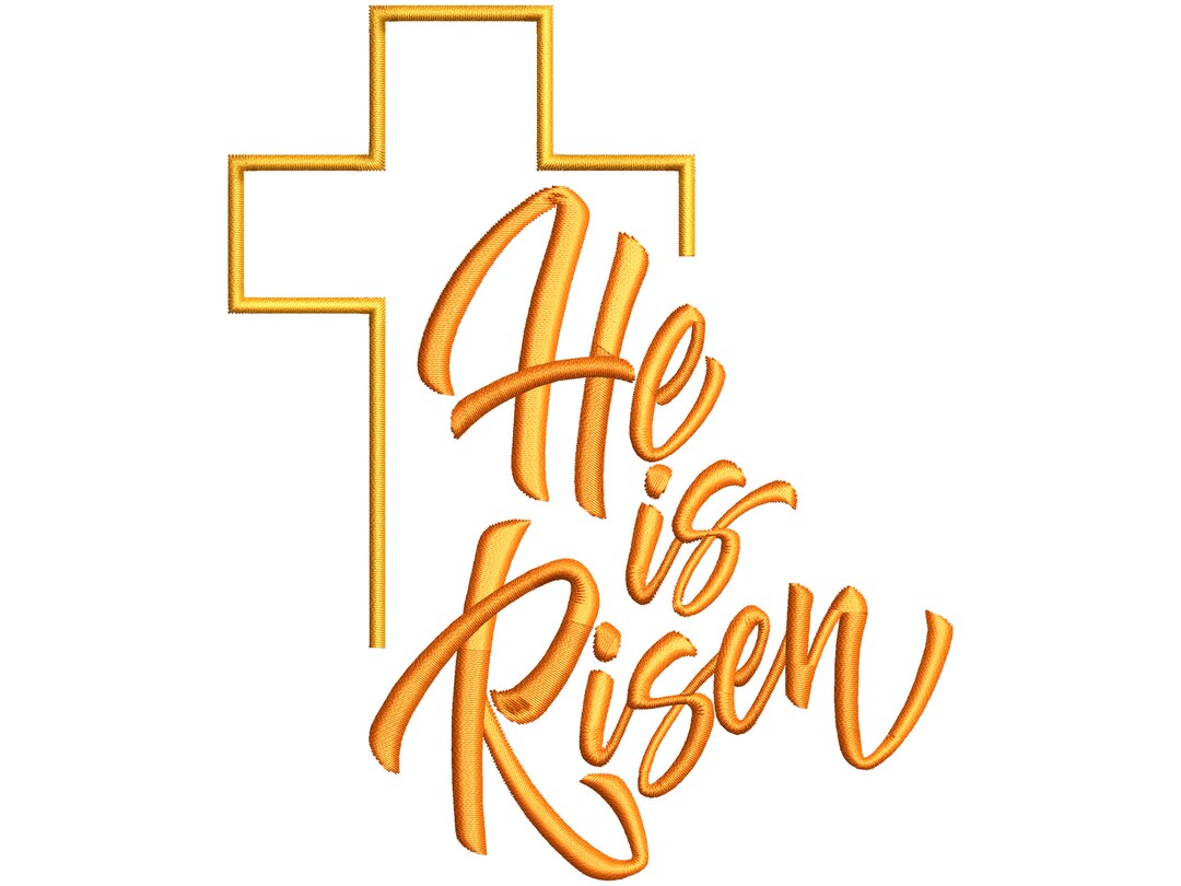 He is Risen Cross Machine Embroidery Design, Christian Easter Quote, 5 ...