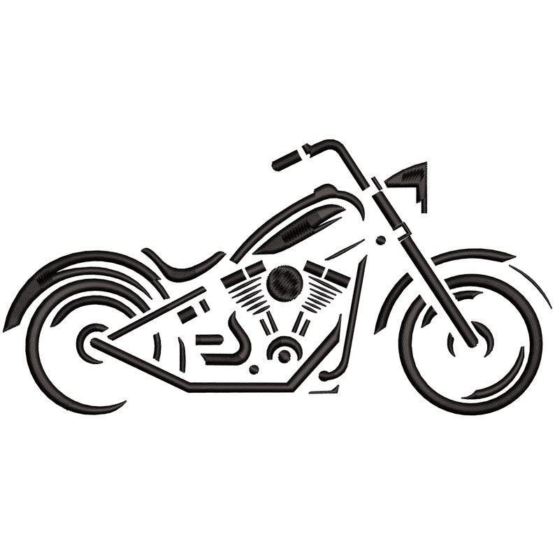 Chopper Embroidery Design, Biker Machine Embroidery File, Motorcycle ...