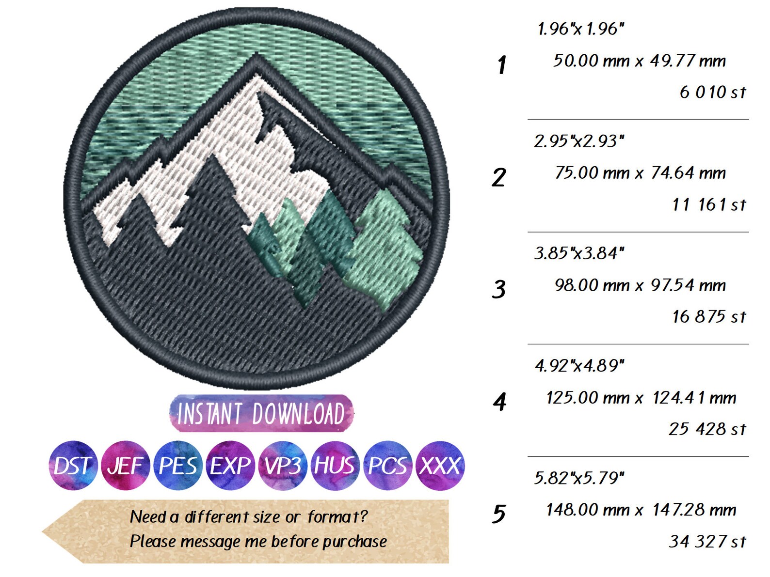 Mountain Machine Embroidery Design | Outdoor Adventure Patch Pattern ...