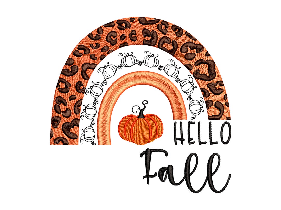 Fall Pumpkin Embroidery Design, Hello Fall Embroidery File 5 Size ...