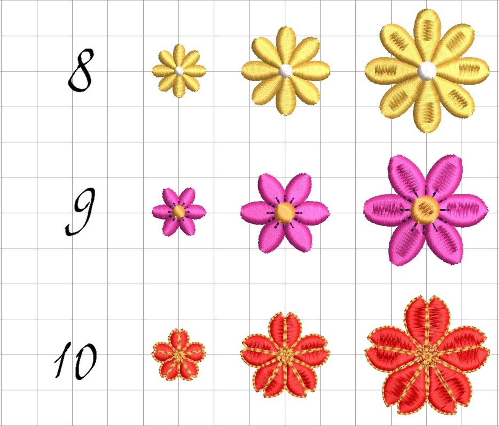 Flower Set Machine Embroidery Design Mini Plant Embroidery | Etsy