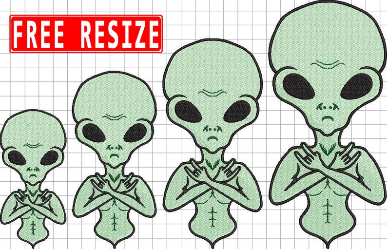 Alien Embroidery Design Martian Embroidery Pattern 4 Size | Etsy