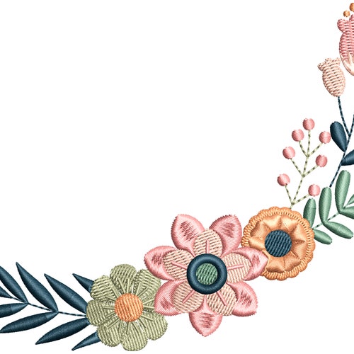 Frame Flowers Machine Embroidery Design Flower Wreath - Etsy