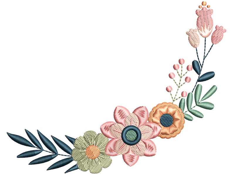 Frame Flowers Machine Embroidery Design Flower Wreath - Etsy