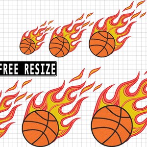 Basketball Machine Embroidery Design, FIREBALL Embroidery Pattern ...
