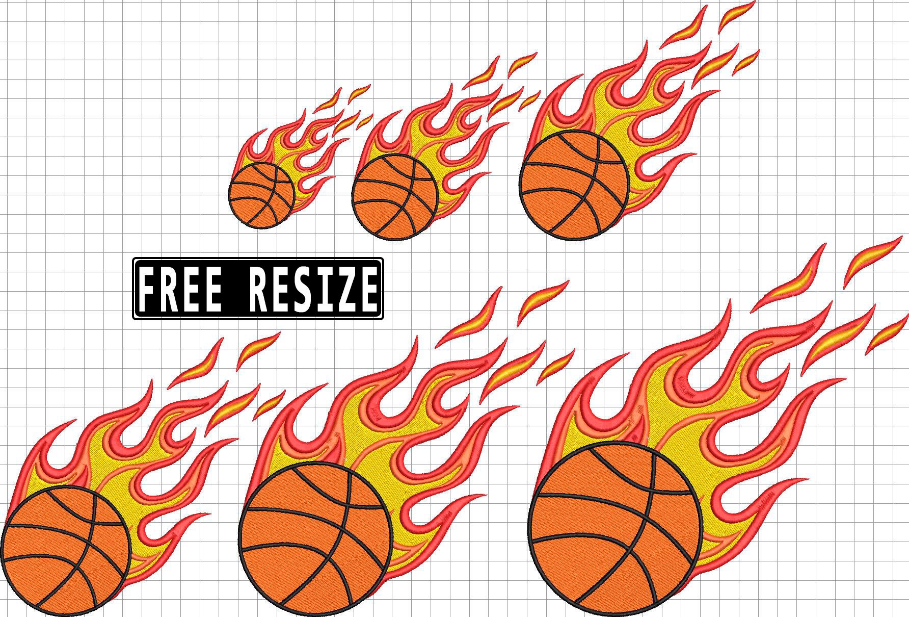 Basketball Machine Embroidery Design, FIREBALL Embroidery Pattern ...