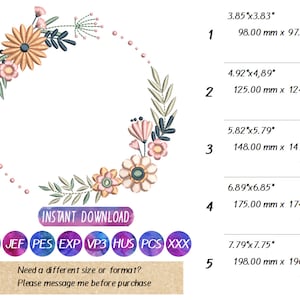 Flowers Frame Machine Embroidery Design, Plant Wreath Embroidery ...