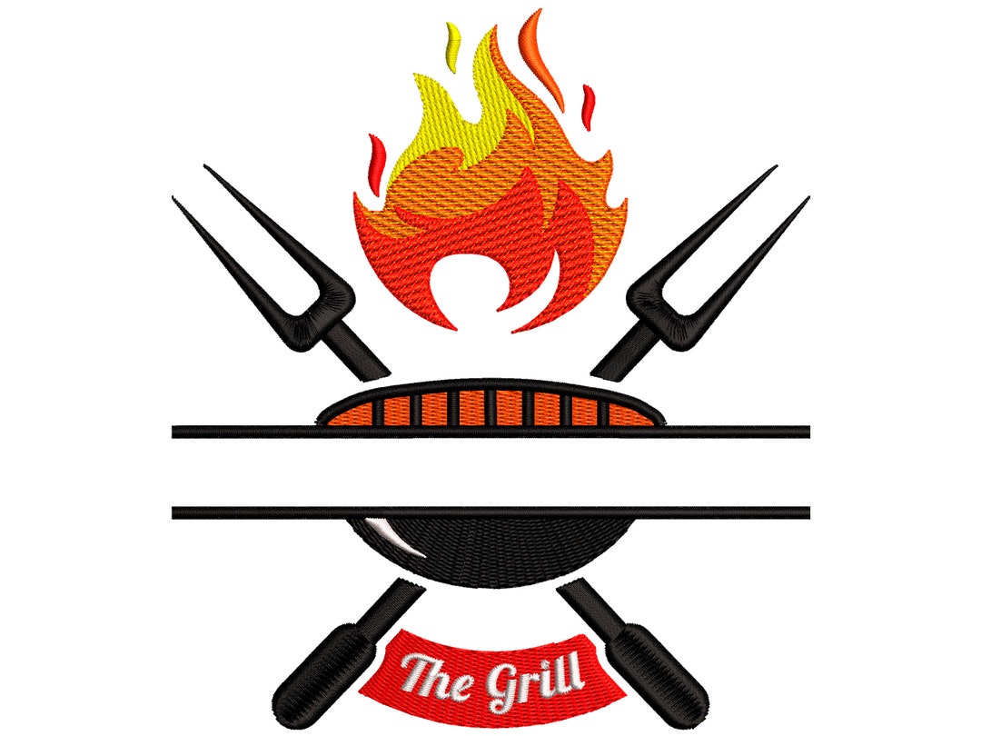 Grill Embroidery Design, Barbecue Master Machine Embroidery File, BBQ ...