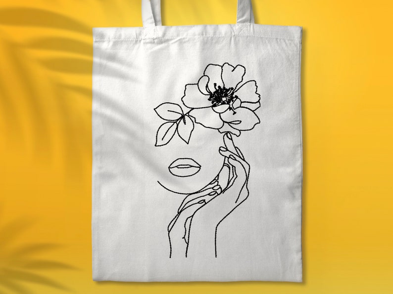 Woman Face Embroidery Design Minimalist Flora Embroidery - Etsy