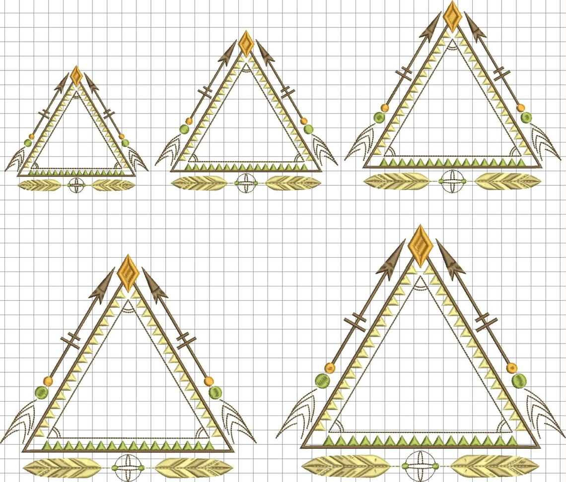 Boho Triangular Wreath Machine Embroidery Design Monogram - Etsy