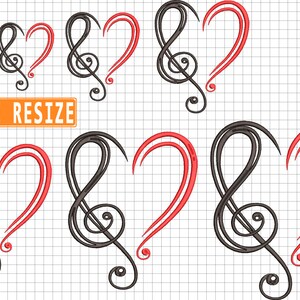 Music Heart Notes Embroidery Design 6 Size - INSTANT DOWNLOAD - Etsy
