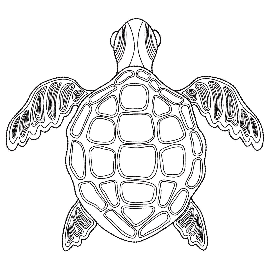 Sea Turtle Machine Embroidery Design, Marine Life One Line Embroidery ...