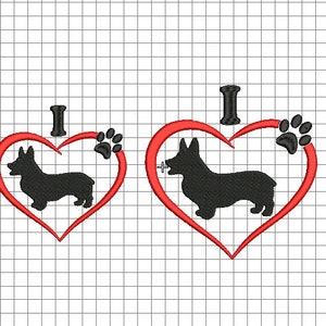 I Love Corgi Machine Embroidery Design 5 Size INSTANT DOWNLOAD - Etsy