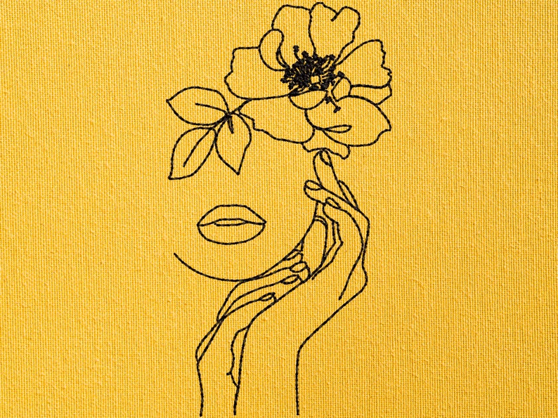 Woman Face Embroidery Design Minimalist Flora Embroidery - Etsy