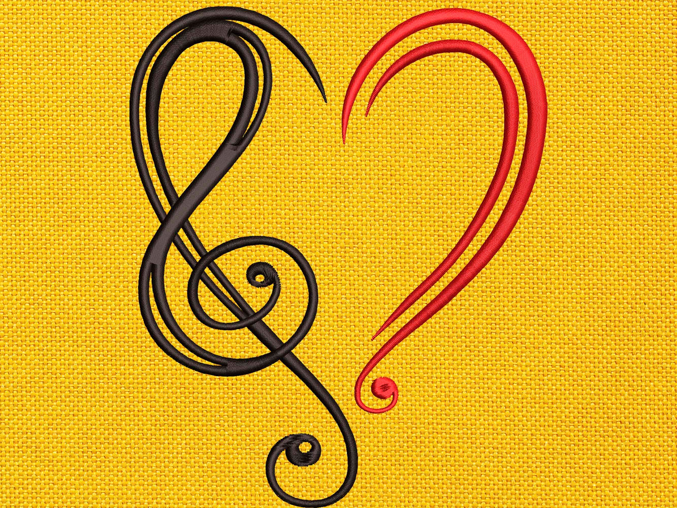 Music Heart Notes Embroidery Design 6 Size - INSTANT DOWNLOAD - Etsy
