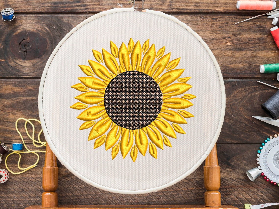 Sunflower Machine Embroidery Design, Summer Flower Pattern, Instant ...