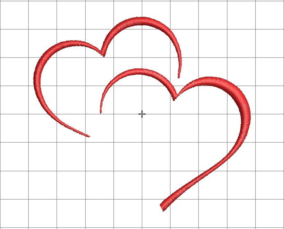 Double Heart Embroidery Design Two Hearts Machine Embroidery - Etsy