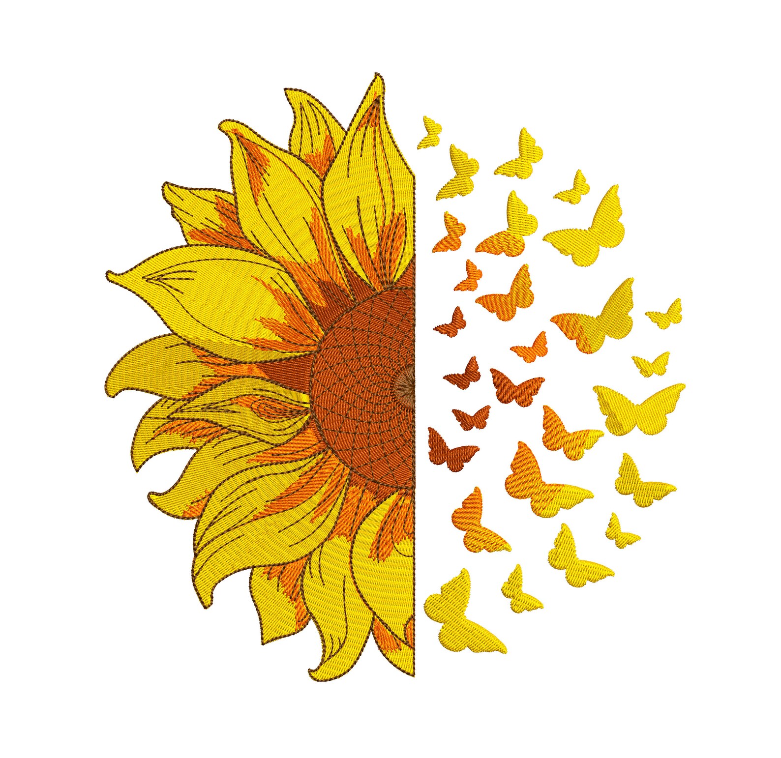 Sunflower Machine Embroidery Design Sunflower With Butterfly - Etsy