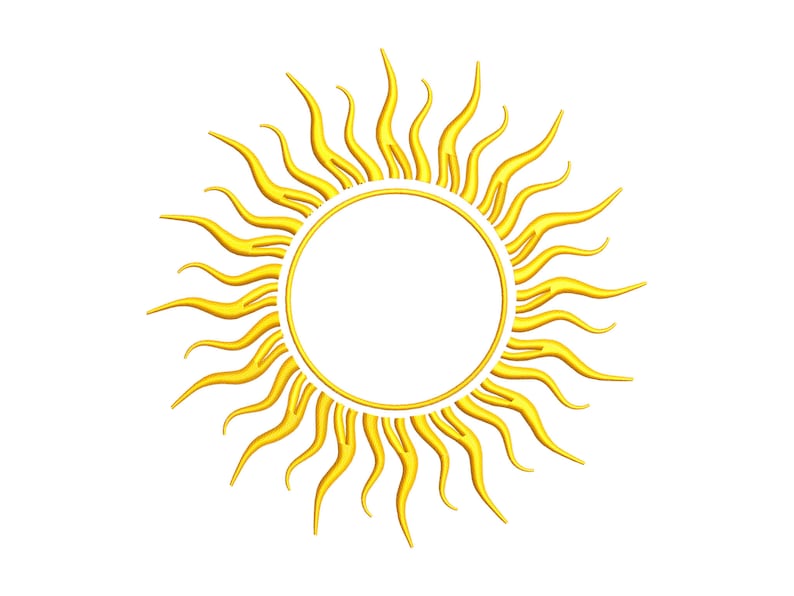 Sun Frame Machine Embroidery Design - Round Monogram Pattern, 5 Sizes ...