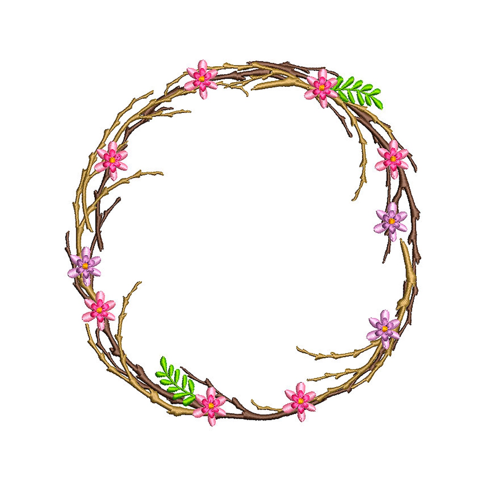Spring Flower Wreath Machine Embroidery Design Crocus - Etsy