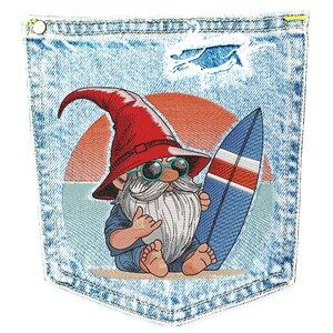 Summer Surfer Gnome Embroidery Design, Shaka Gnome Embroidery Pattern ...