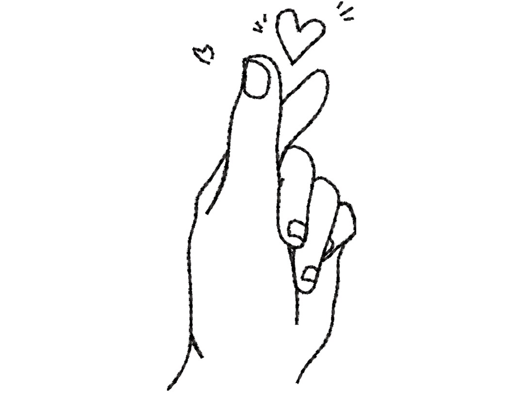 Finger Heart Machine Embroidery Design, Modern Love Symbol Embroidery ...