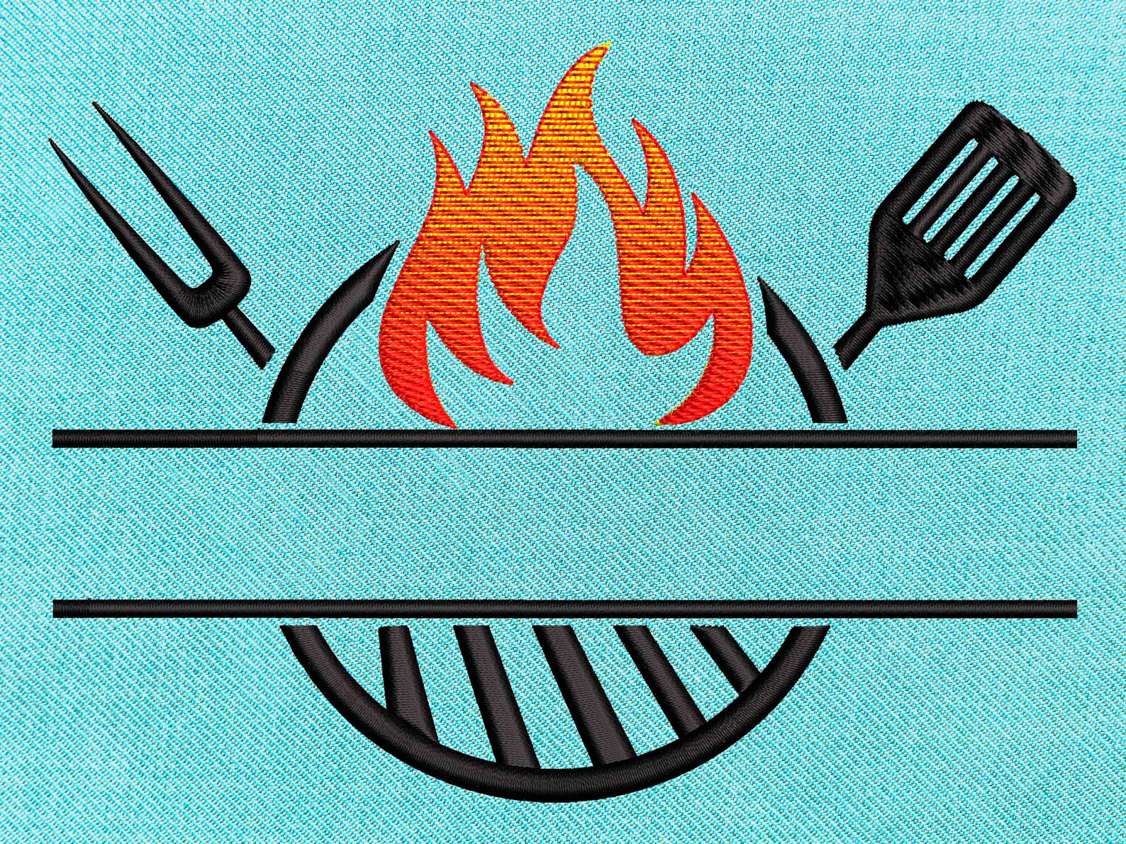 Grill Split Monogram Machine Embroidery Design, BBQ Embroidery Pattern ...