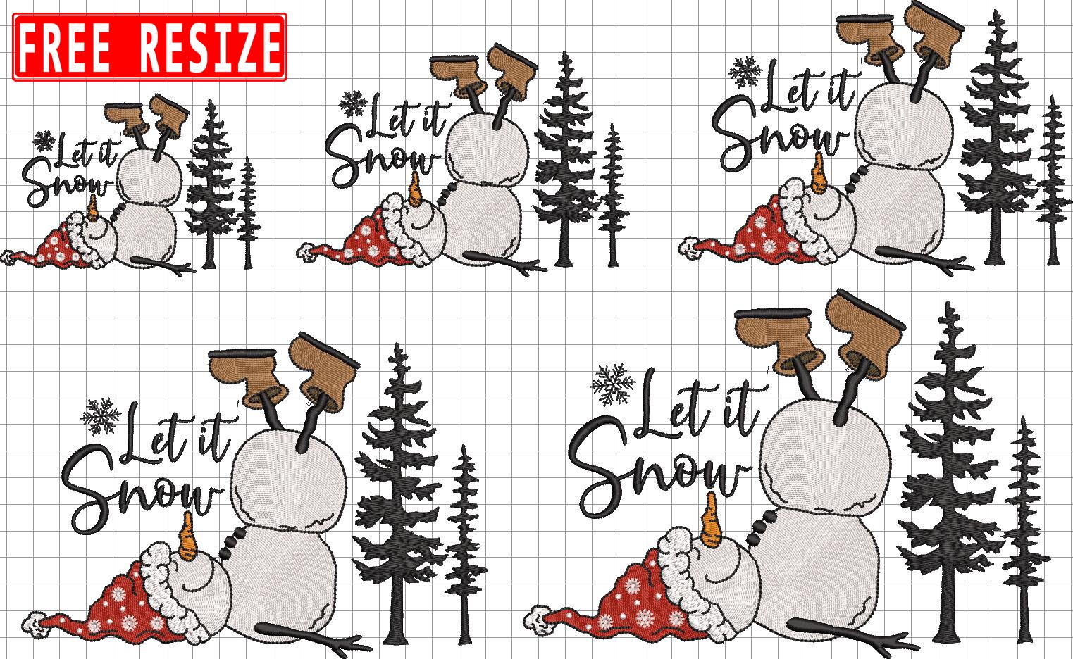 Snowman Machine Embroidery Design Let It Snow Ornament - Etsy
