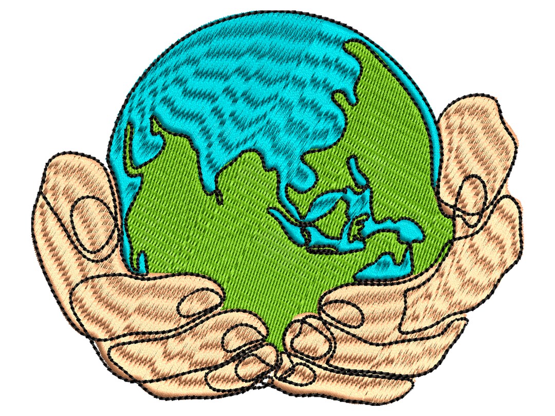 Earth in Hands Machine Embroidery Design Save the Planet - Etsy