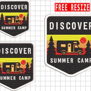 Summer Camp Embroidery Design, Outdoor Adventure Patch Pattern, RV ...