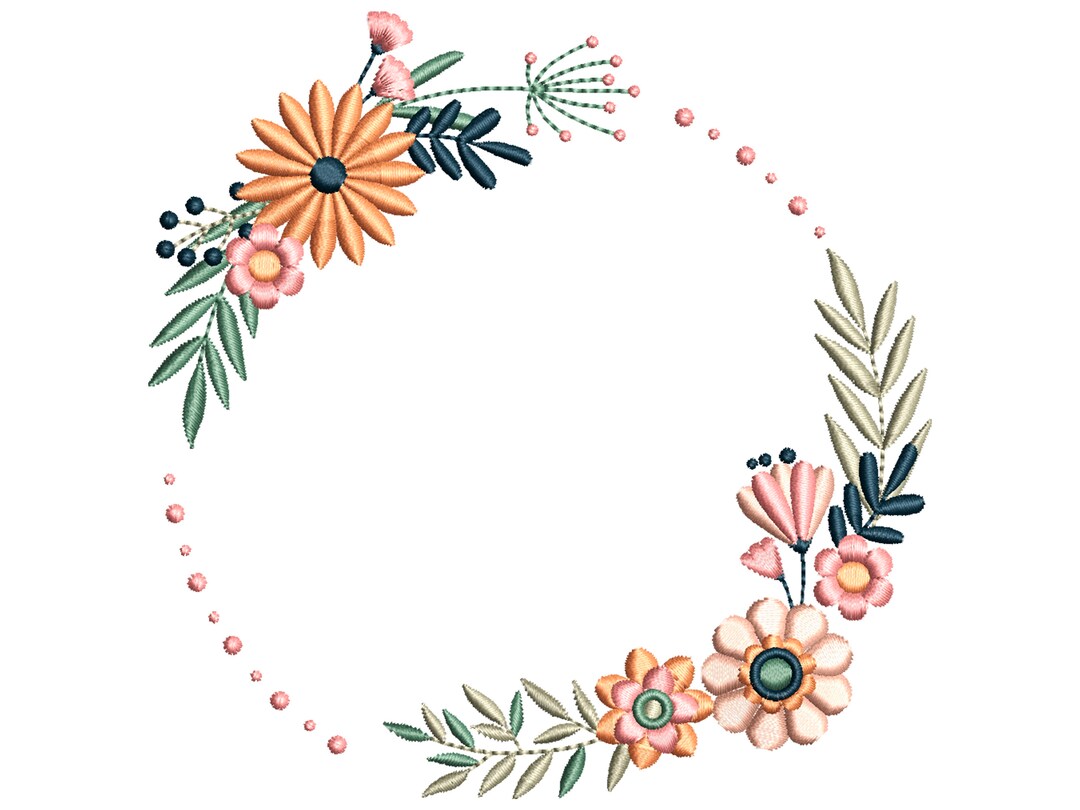Flowers Frame Machine Embroidery Design Plant Wreath - Etsy