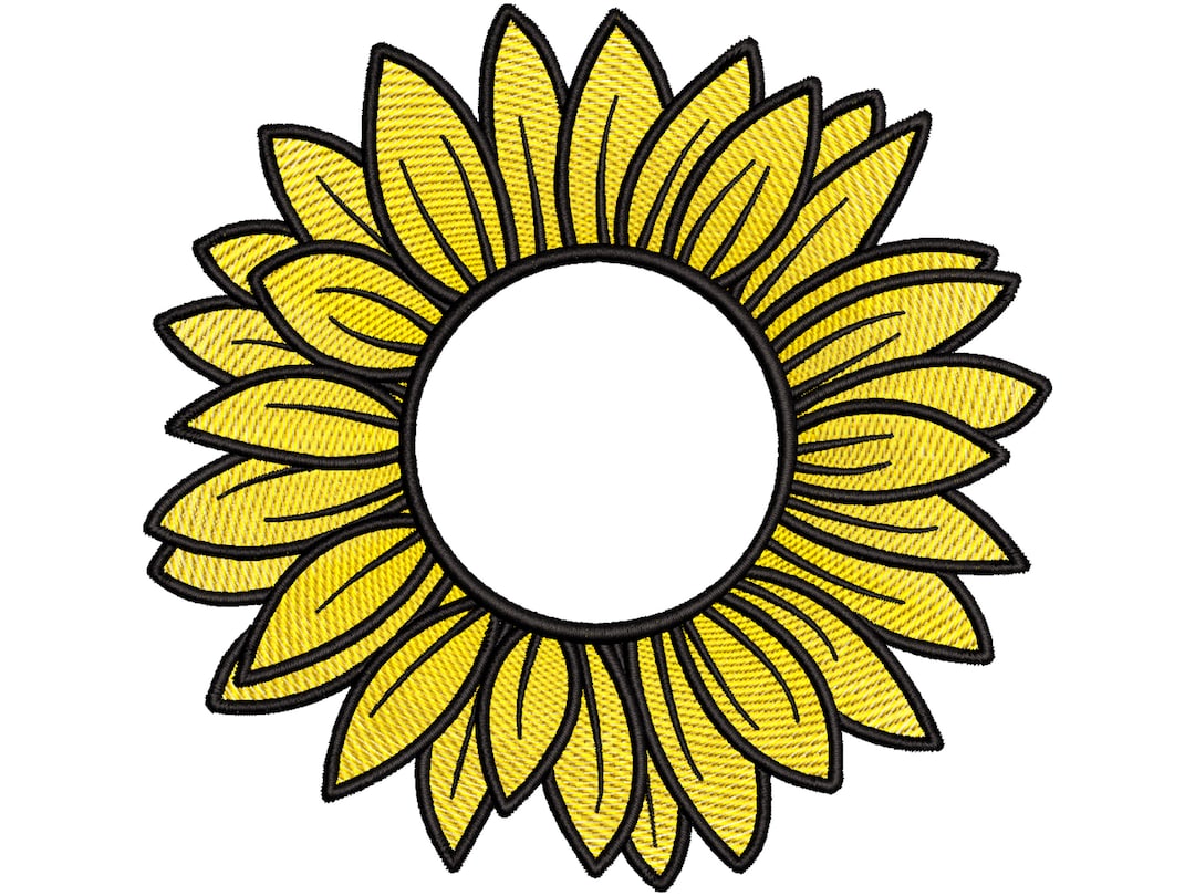 Sunflower Monograme Frame Embroidery Design, Floral Machine Embroidery ...