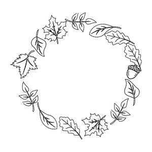 Fall Wreath Embroidery Design: Leaf Contour Pattern (6 Sizes - Instant ...