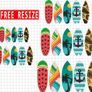 Surfboards Machine Embroidery Design 5 Size - INSTANT DOWNLOAD - Etsy