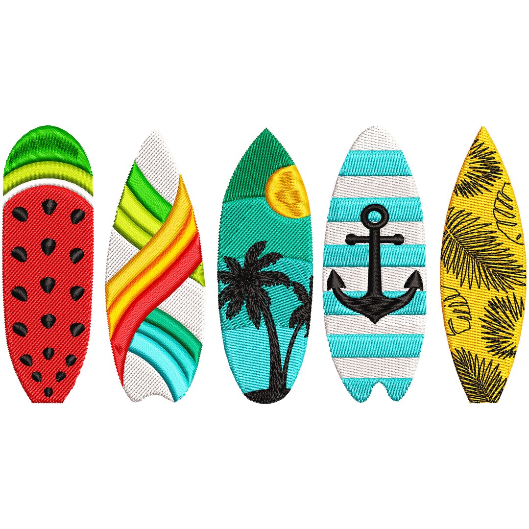 Surfboards Machine Embroidery Design 5 Size - INSTANT DOWNLOAD - Etsy