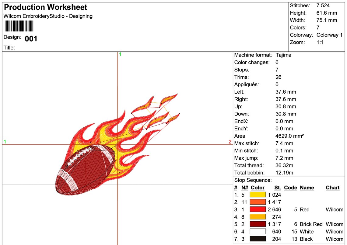Flaming Football Embroidery Design, Machine File, Fireball Pattern ...