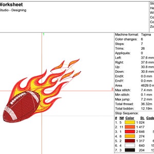 Flaming Football Embroidery Design, Machine File, Fireball Pattern ...