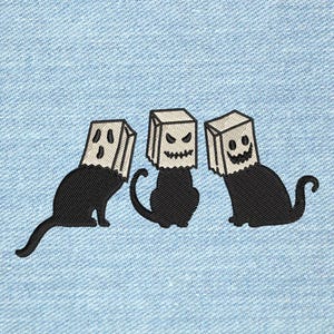Spooky Cat Trio Machine Embroidery Design Halloween Cats Embroidery ...