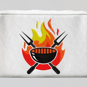 Barbecue Flame Machine Embroidery Design, BBQ Embroidery Pattern, Grill ...