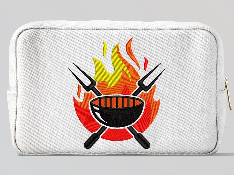Barbecue Flame Machine Embroidery Design BBQ Embroidery - Etsy