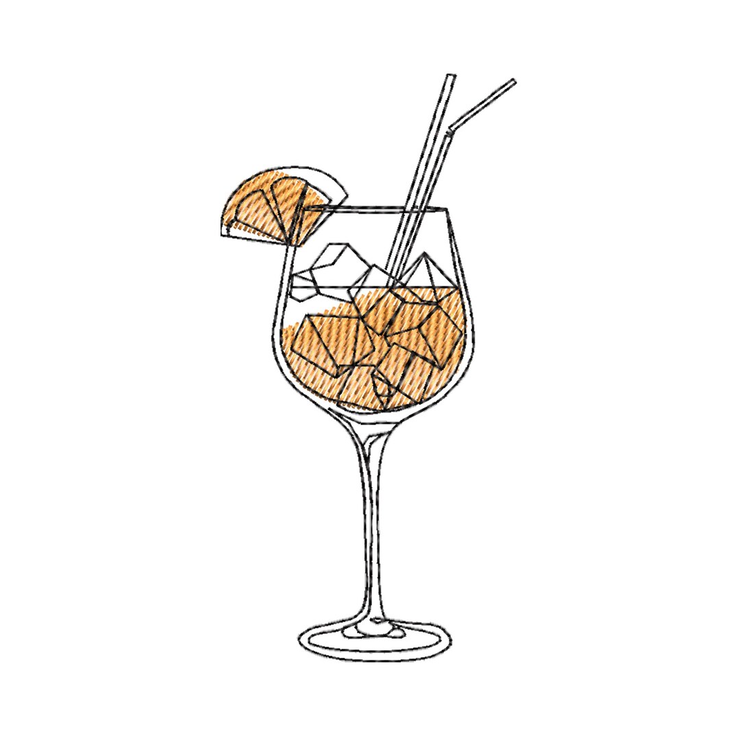 Aperol Spritz Machine Embroidery Design, Tiny Aperol One Line ...
