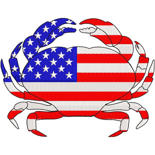 American Flag Crab Embroidery - Etsy