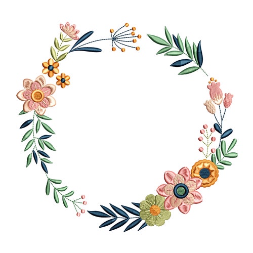 Frame Flowers Machine Embroidery Design Flower Wreath - Etsy