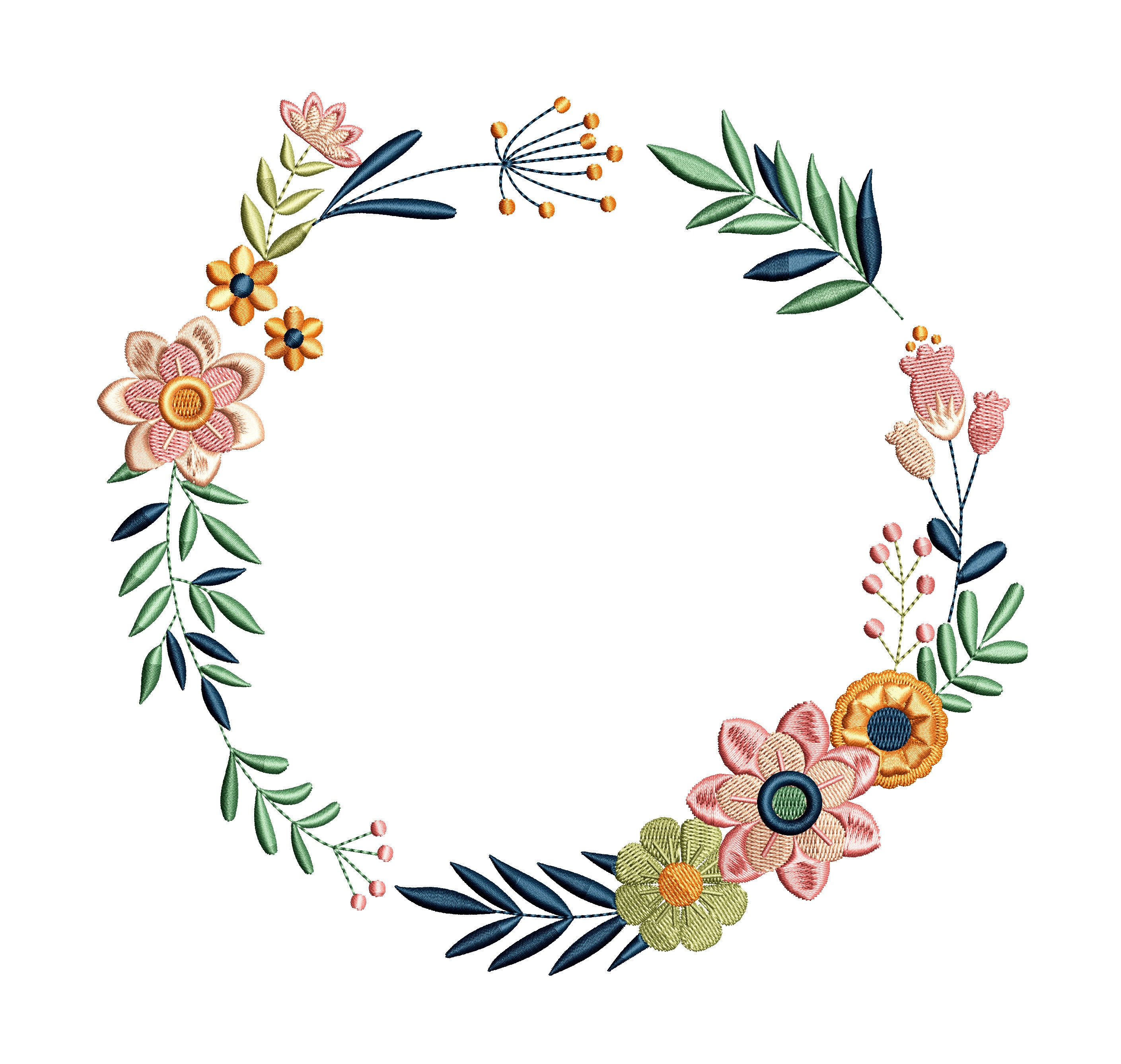 Frame Flowers Machine Embroidery Design Flower Wreath - Etsy