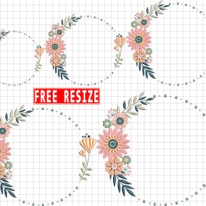 Flowers Frame Machine Embroidery Design, Plant Wreath Embroidery ...